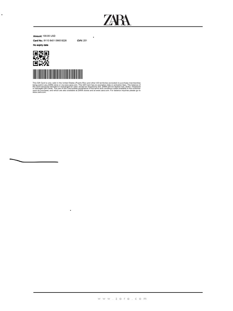 Zara Card 8226 | PDF