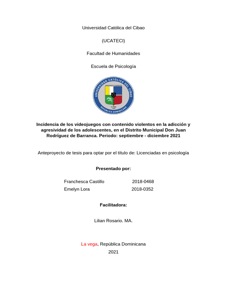 Anteproyecto de Franchesca Castillo 2018-0468 y Emelyn Lora 2018-0352. | PDF | Videojuegos ...