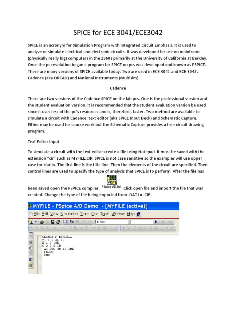 SPICE Simulation Guide for ECE | PDF | Spice | Electricity