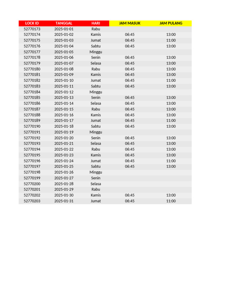Template-Absensi (3) | PDF