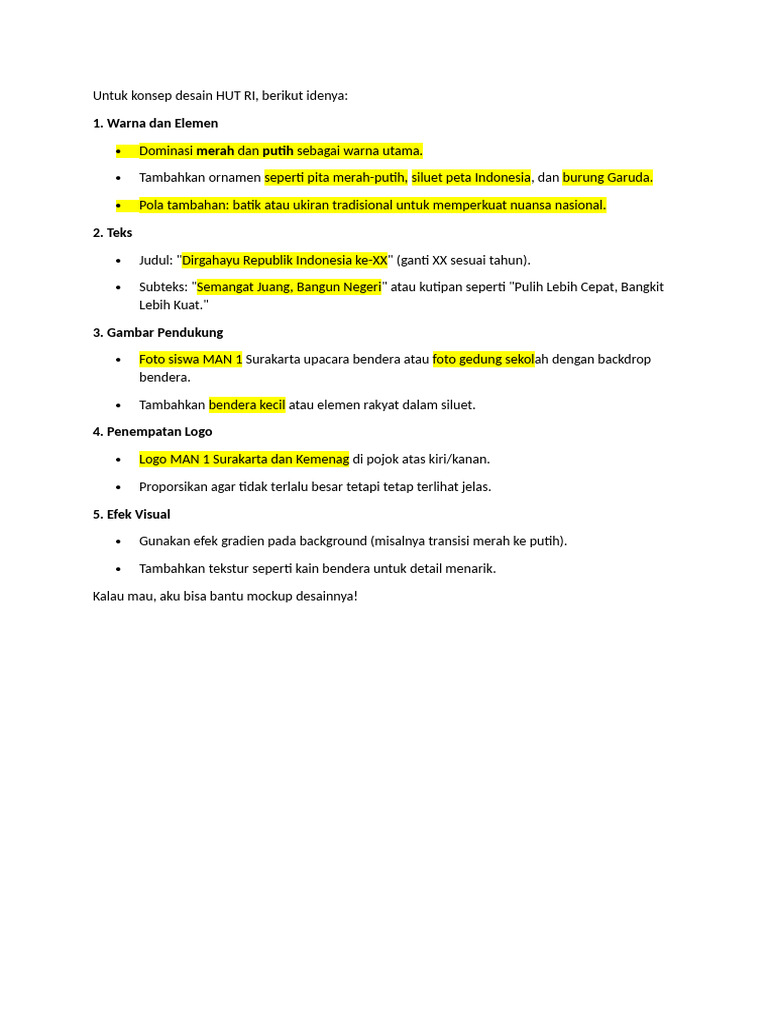 Desain Konsep HUT RI yang Kreatif | PDF