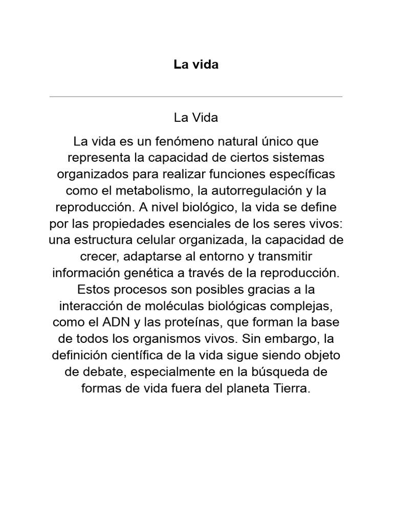 Definición y Significado de la Vida | PDF