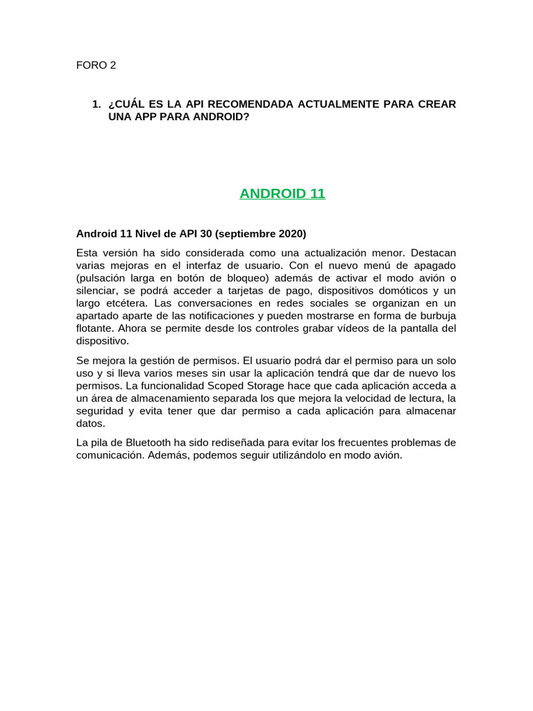 Mejoras Clave de Android 11 API 30 | PDF