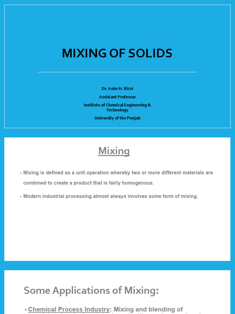 Mixing Techniques for Solid Materials | PDF