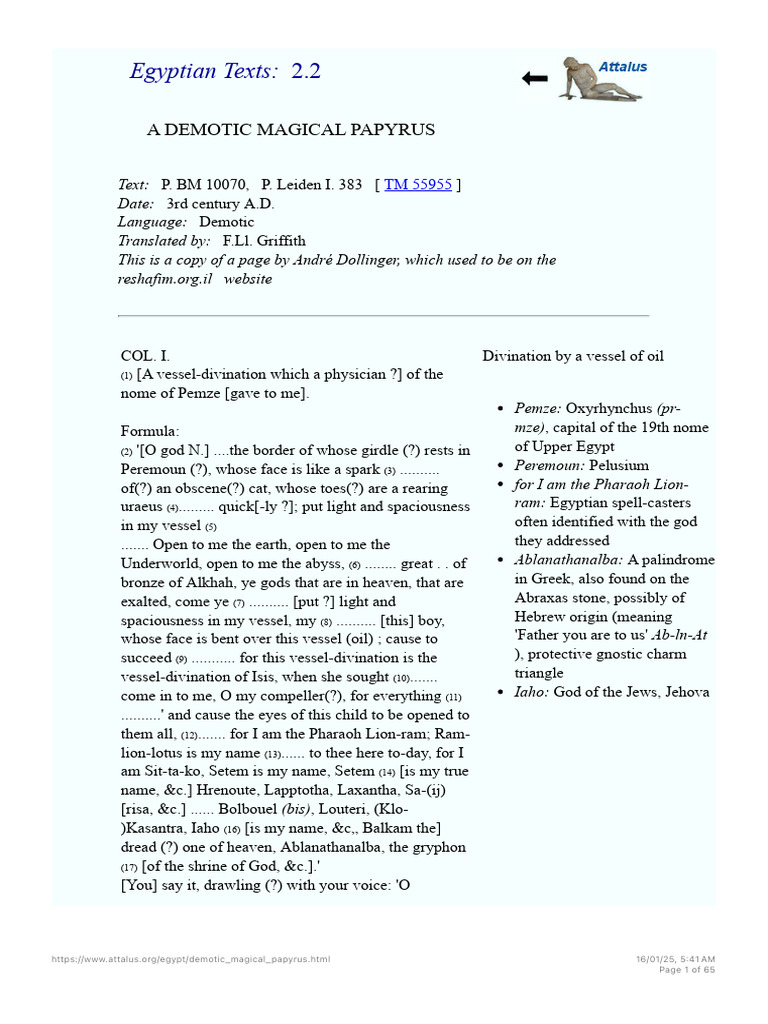 Egyptian Texts - Demotic Papy | PDF | Osiris