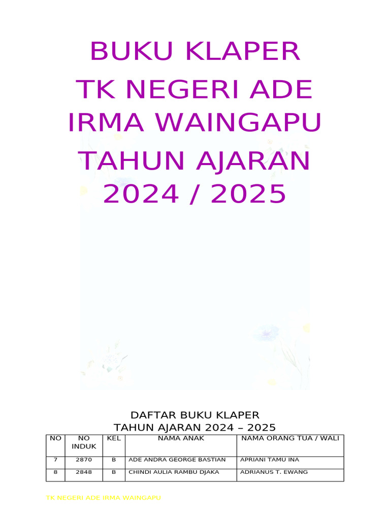 Buku Klaper T.A 2024 - 2025 | PDF