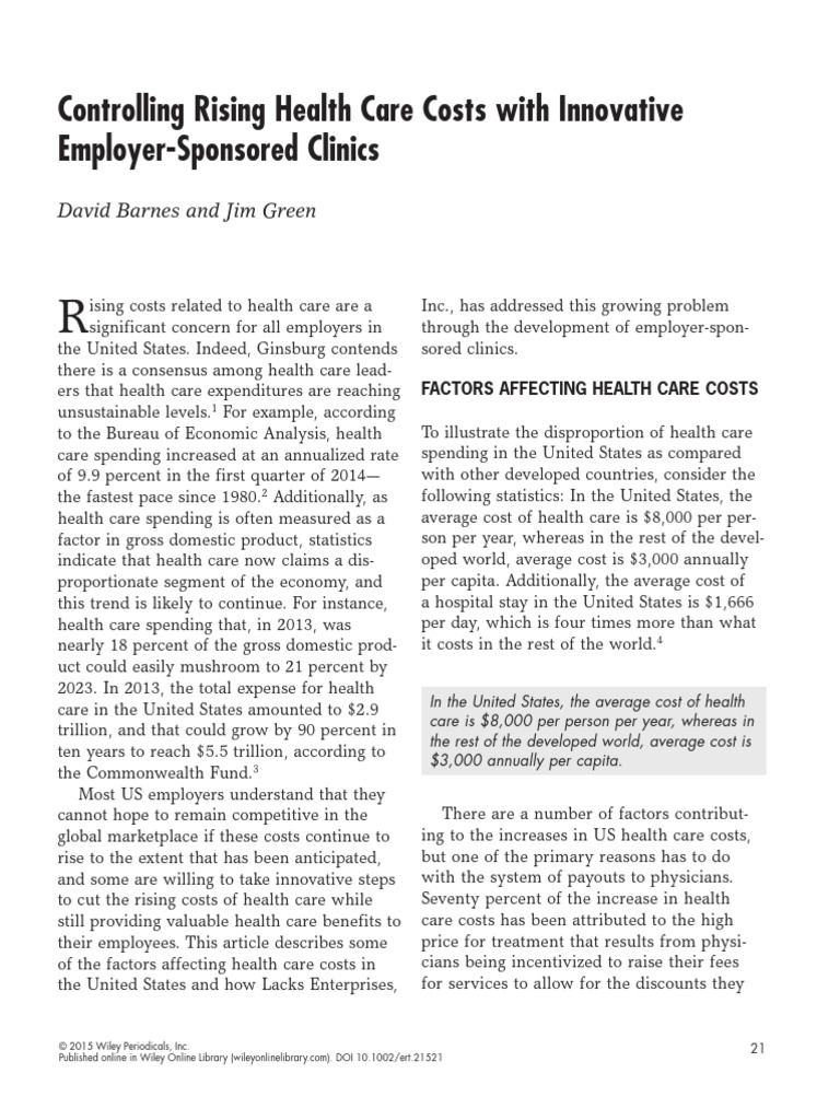 Controlling Rising Health Care Costs With Innovative | PDF | Primary ...