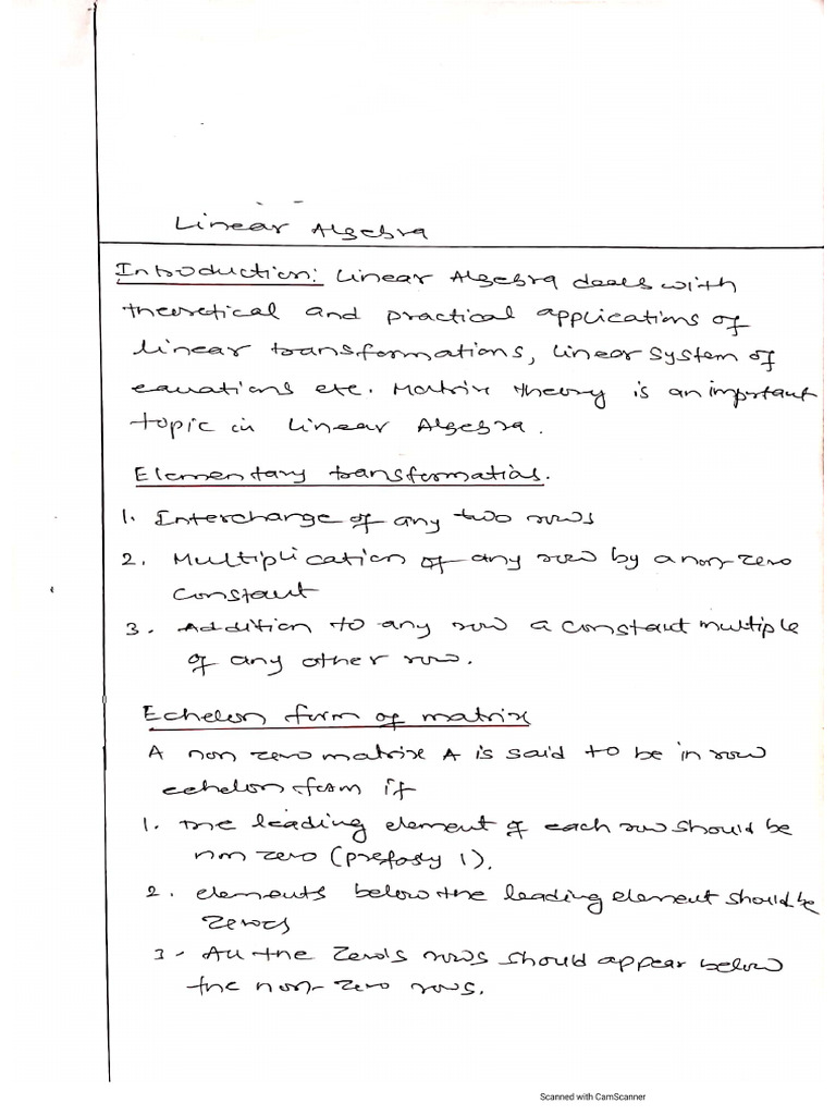 Module 5 - Linear Algebra Notes | PDF