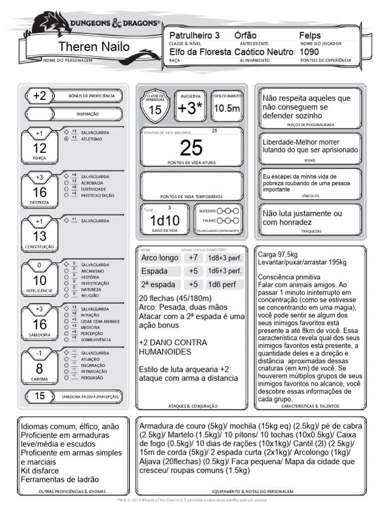Ficha_Theren | PDF | Arco e flecha