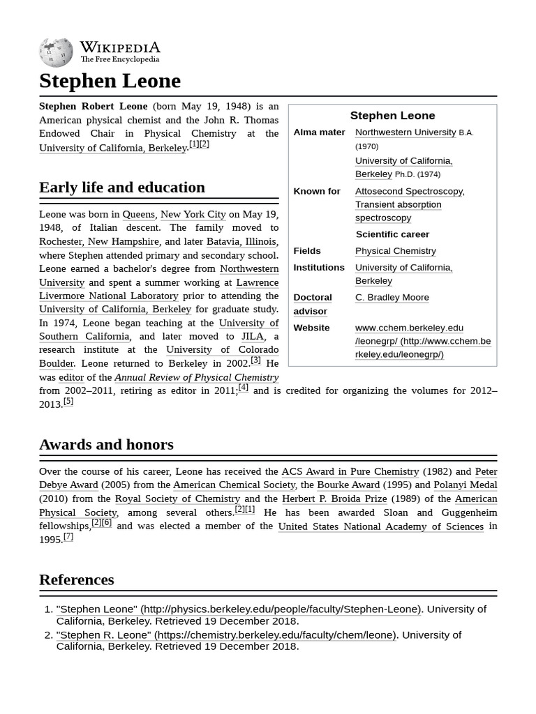 Stephen_Leone | PDF | Chemistry