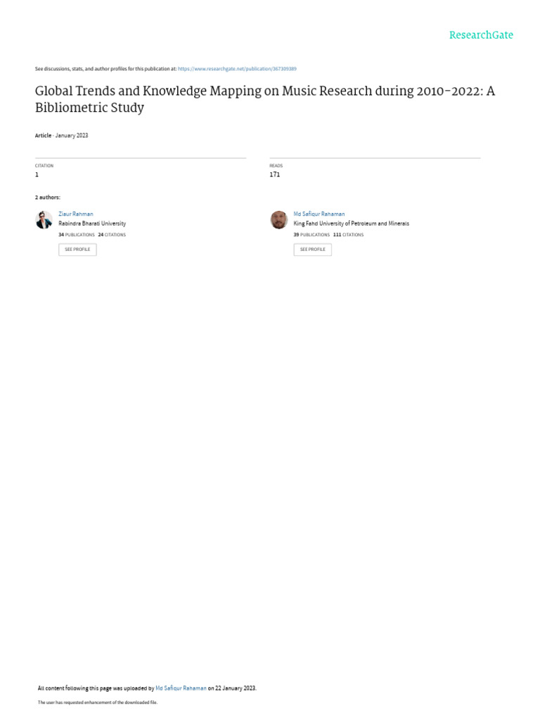 3.global Trends and Knowledge Mapping On Music Research During 2010 2022 | PDF | Citation | Analysis