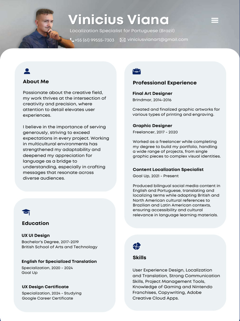 Currículum Vinicius Viana Pereira Content Localization Specialist | PDF | Human Communication ...