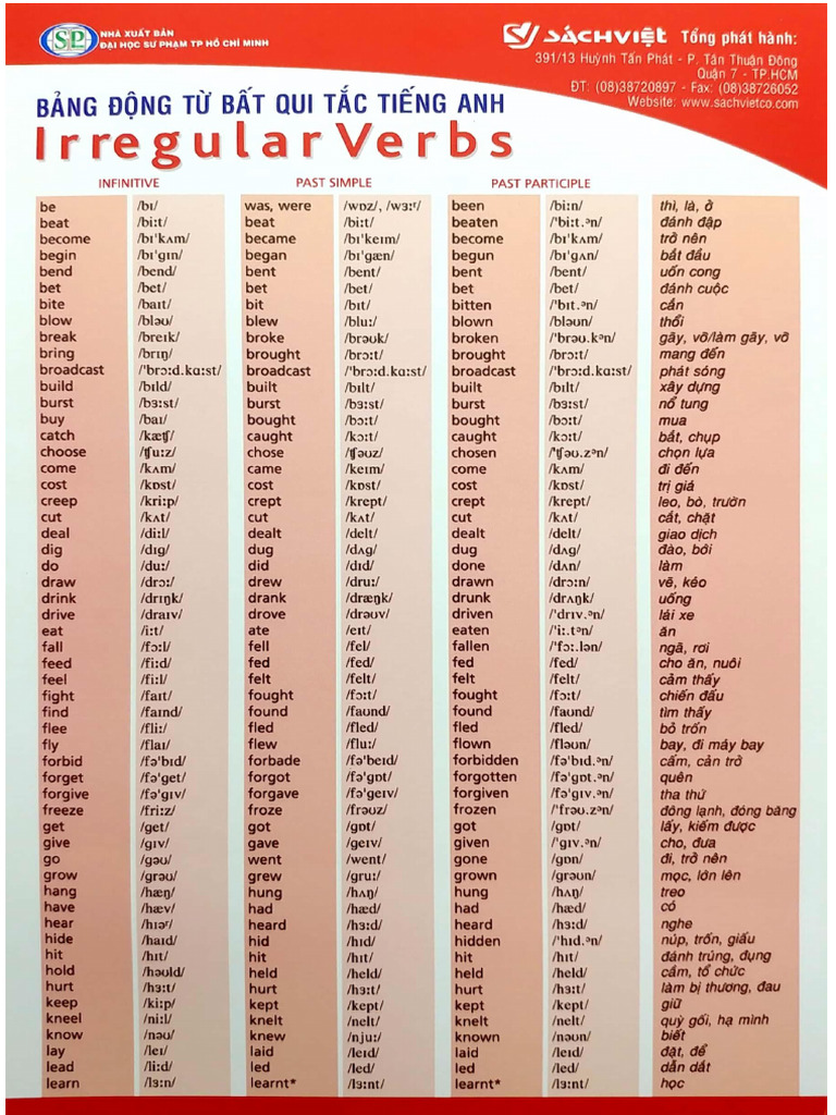 Beautiful Irregular Verbs With Phonetic Symbols | PDF