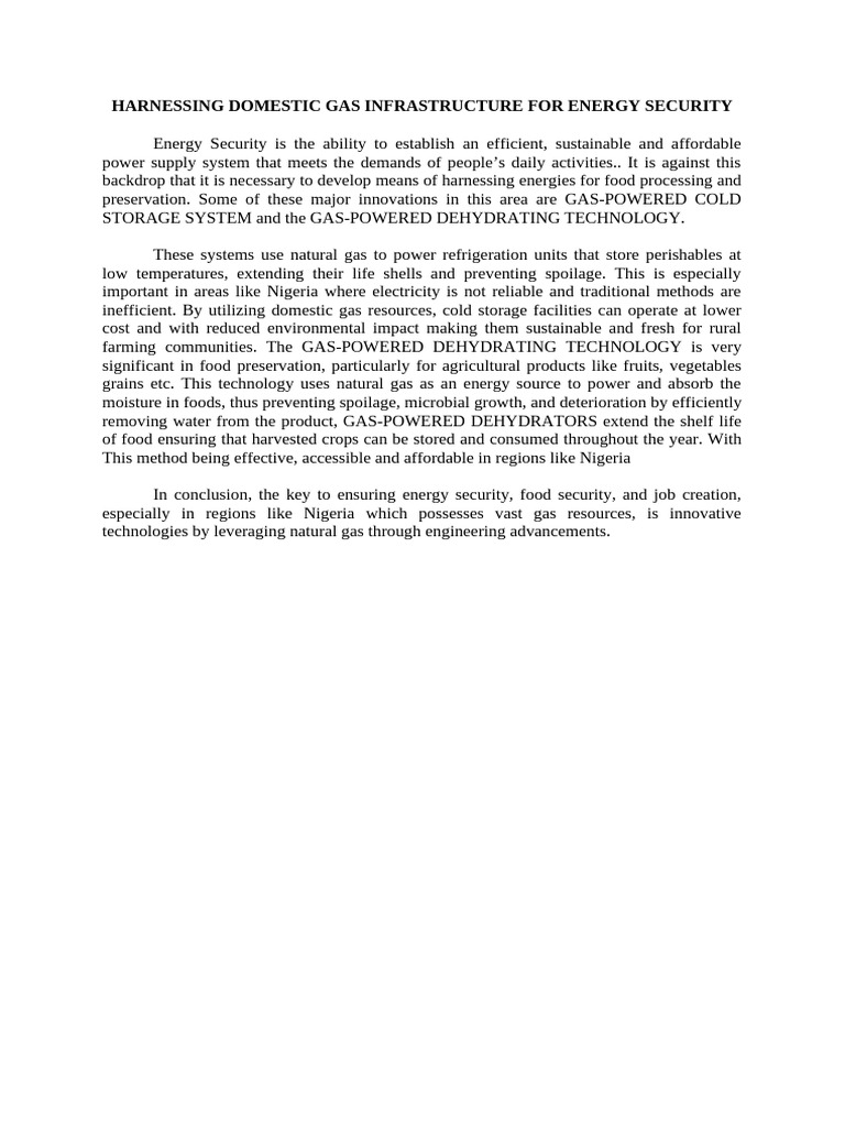 Gas Innovations for Energy Security | PDF