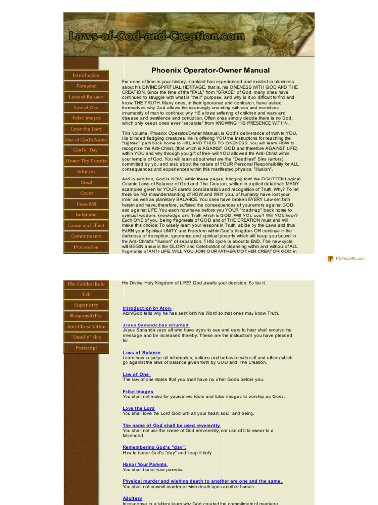 Phoenix Operator Manual Overview | PDF | God | Jesus
