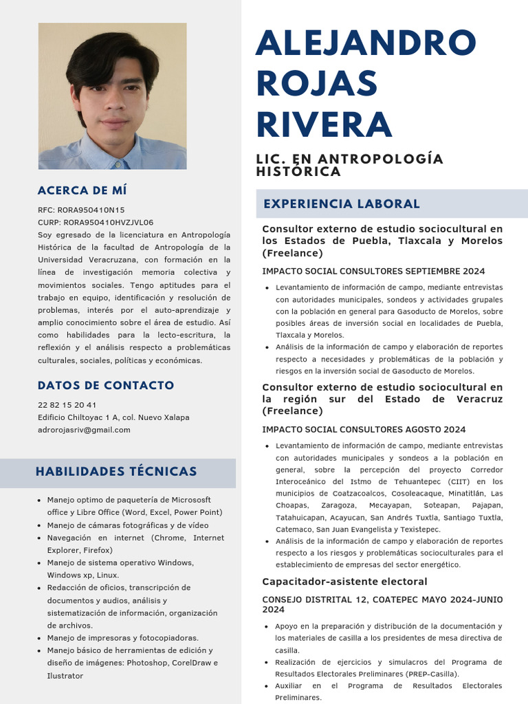 CV ALEJANDRO ROJAS RIVERA | PDF | Planificación
