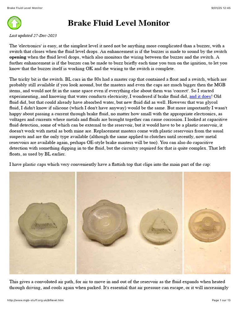 Brake Fluid Level Monitor | PDF | Electrical Connector | Switch