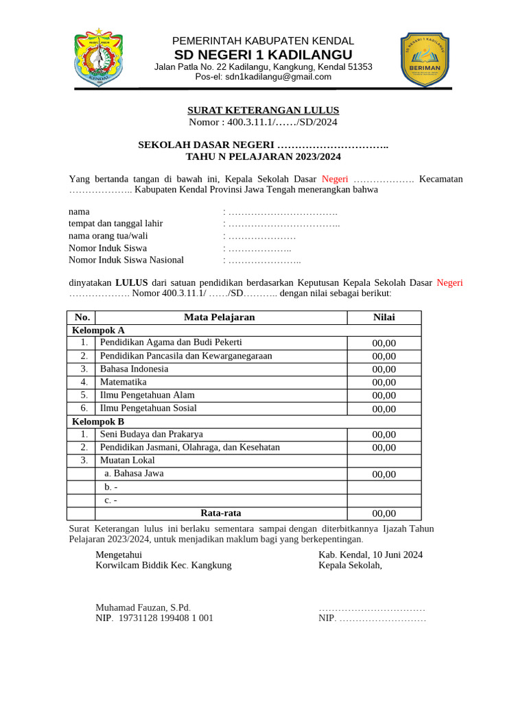 Contoh Draf Blanko Suket Ijazah (Sambil Nunggu Kepastian) | PDF