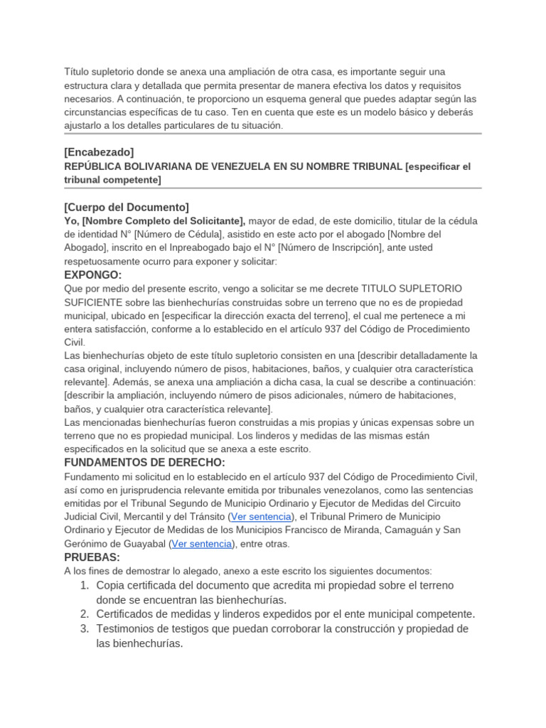 (Encabezado) : República Bolivariana de Venezuela en Su Nombre TRIBUNAL ...