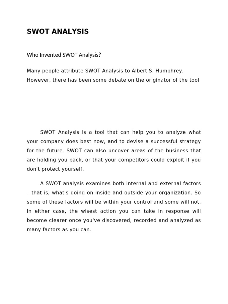 Swot Analysis | PDF