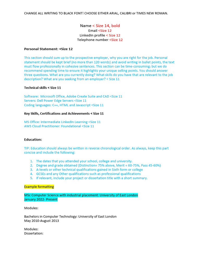 MSC CV Template | PDF | Typefaces | Digital Typography