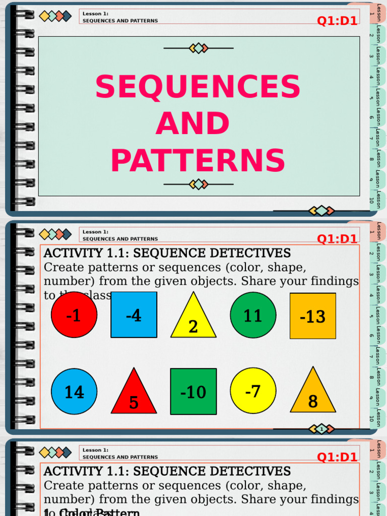 G10M Q1 Week 1-Sequences and Patterns | PDF | Sequence | Multiplication