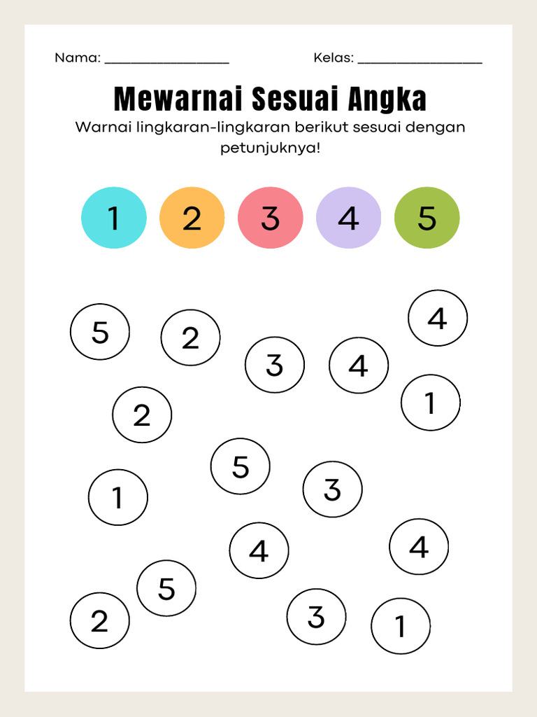 Mewarnai Lingkaran Sesuai Angka | PDF