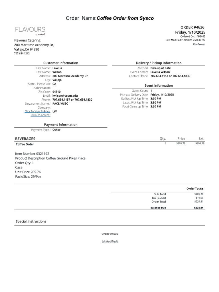 MSSC Coffee Invoice | PDF