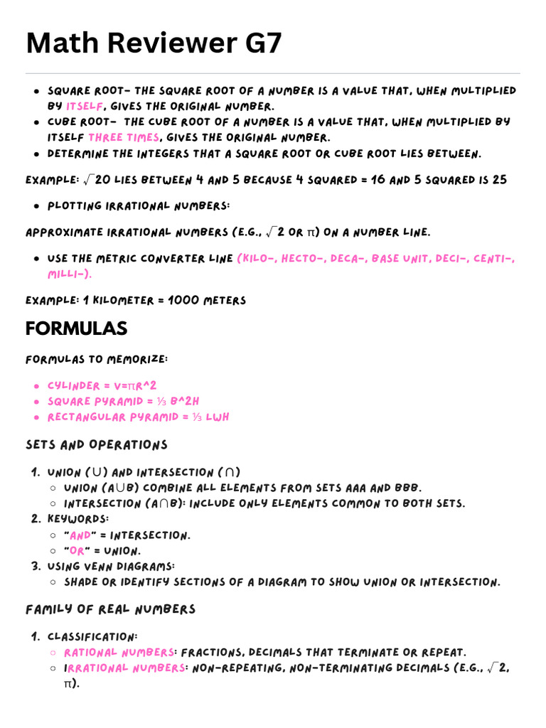 Math Reviewer G7 | PDF