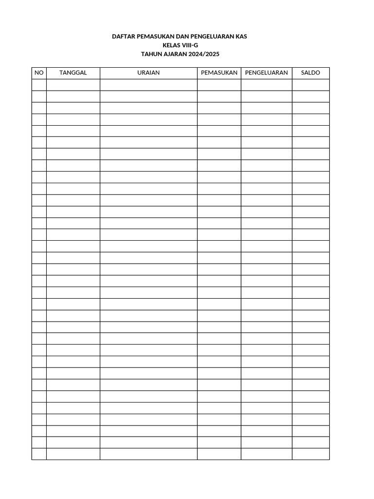 Form Kas Kelas | PDF