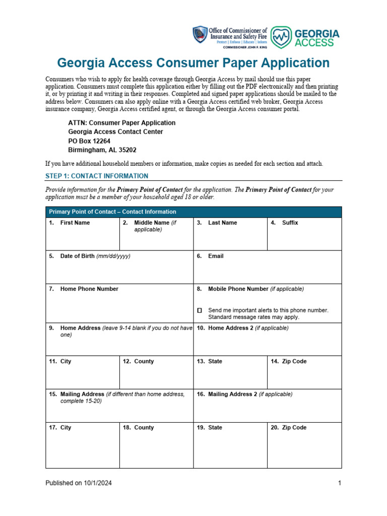 Georgia Access Health Coverage Application | PDF | Tax Deduction | Race ...