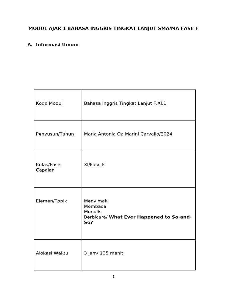MODUL AJAR BING TL | PDF