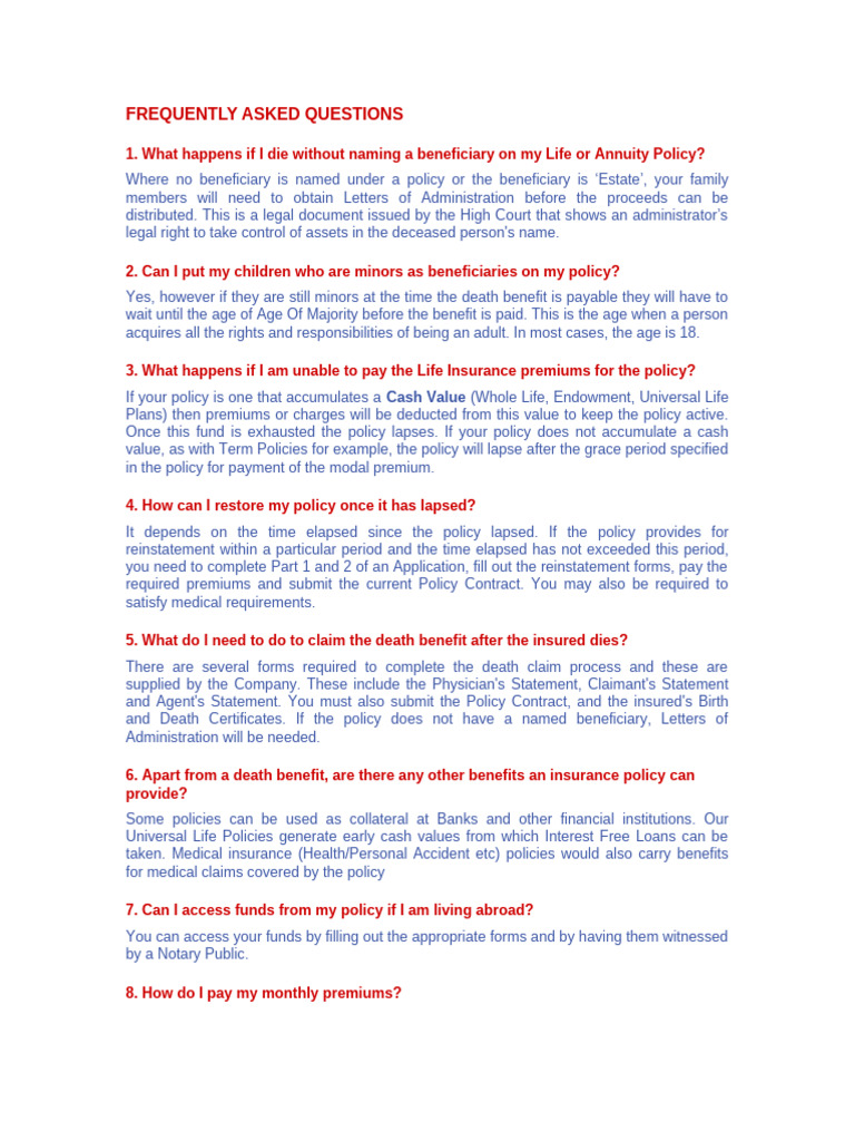 Frequently Asked Questions 2015 2 | PDF | Life Insurance | Insurance