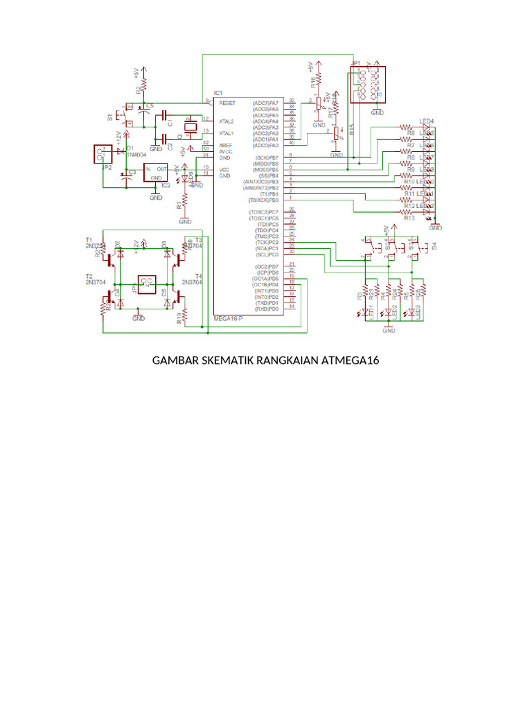 1 Gambar Skematik Rangkaian Atmega16 | PDF