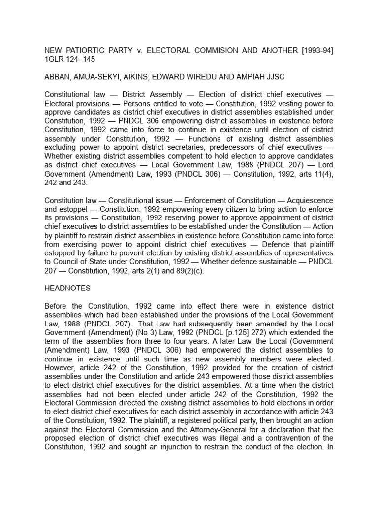 Constitutional Challenge to District Elections | PDF | Estoppel ...