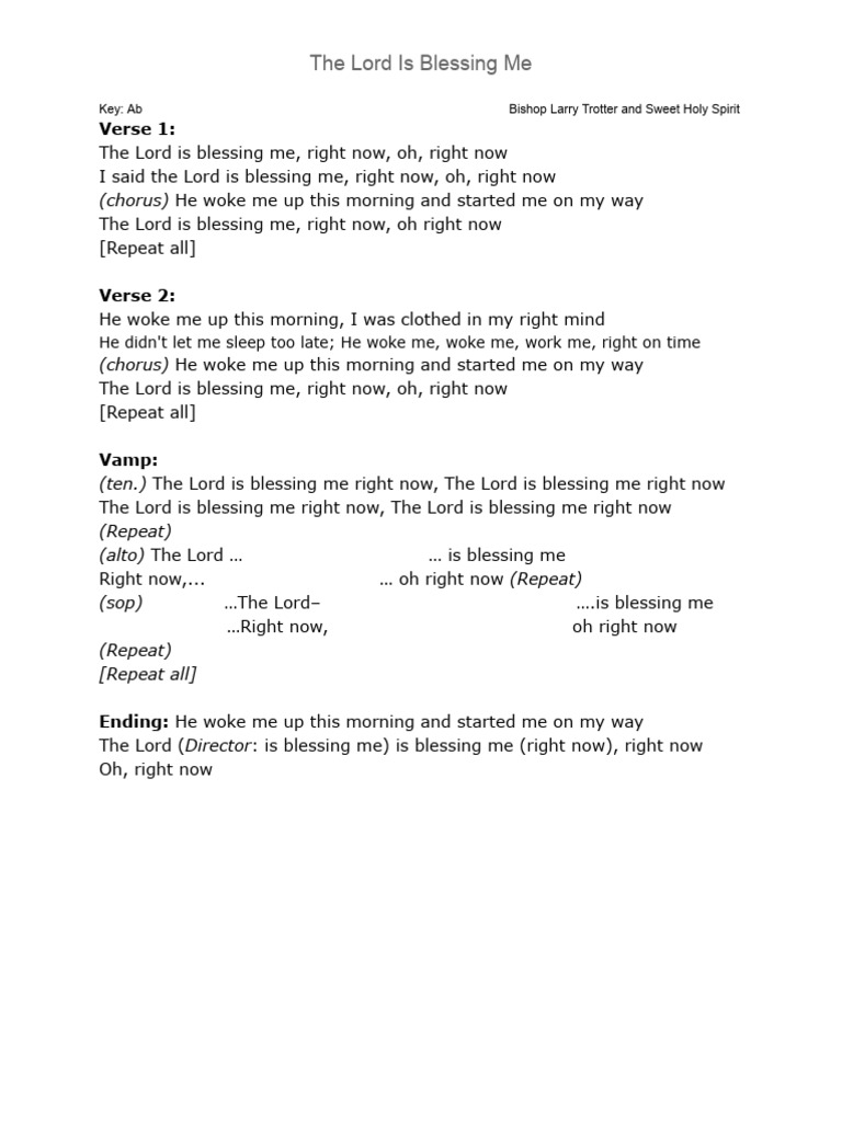 The Lord Is Blessing Me Lyrics | PDF