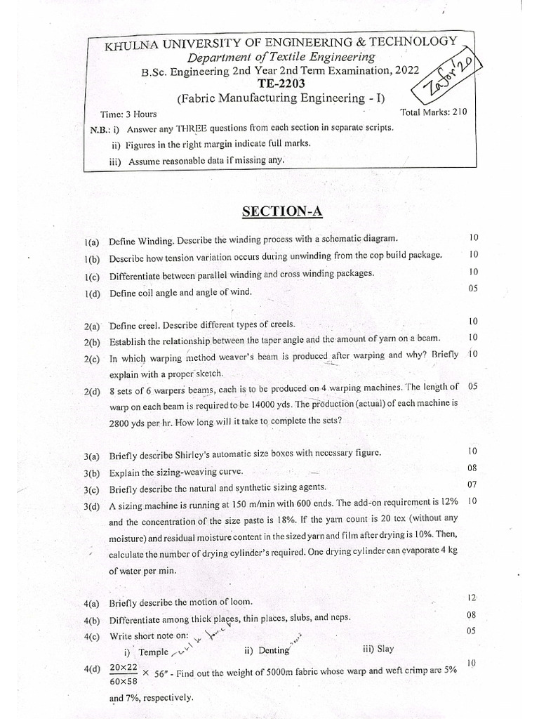 Fabric Manufacturing Engineering-1 | PDF