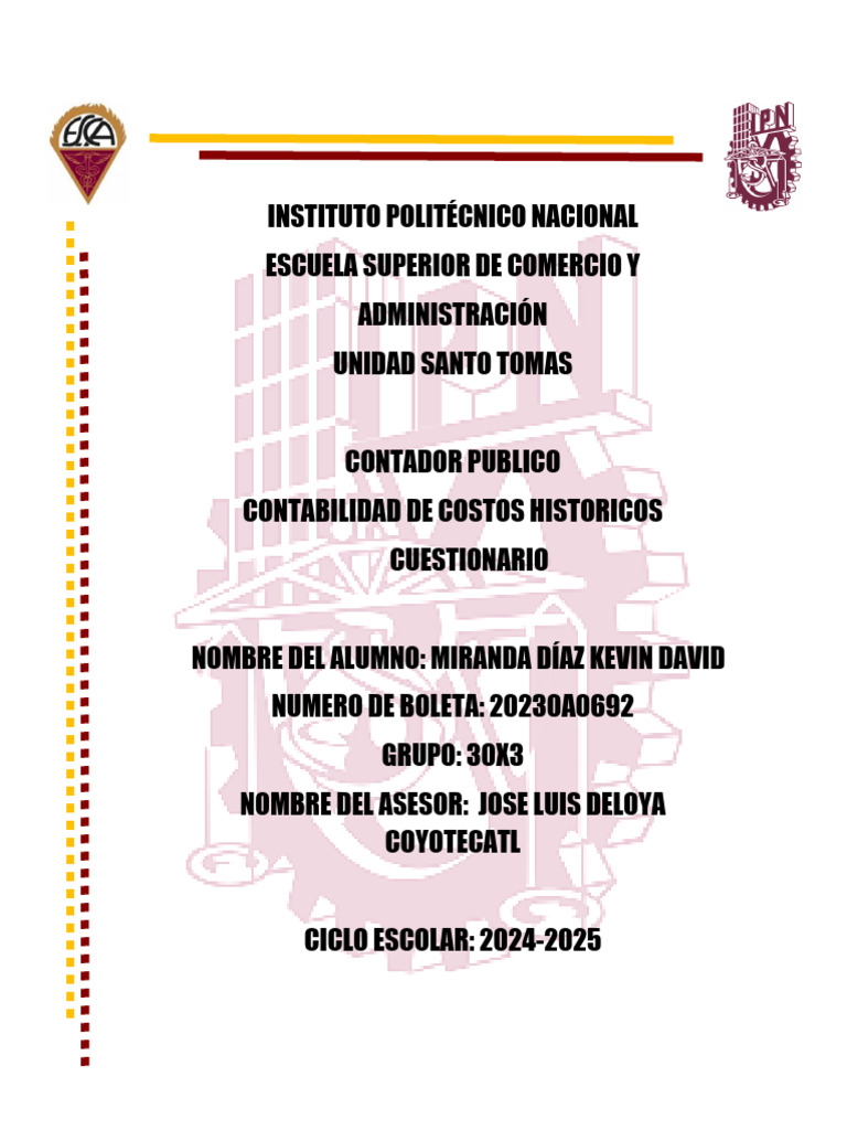 ACT5 Miranda Díaz Kevin David CCH. | PDF | Costo | Contabilidad de costos