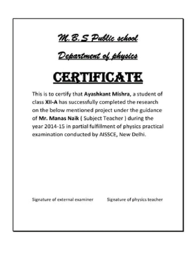 Physics Project | PDF