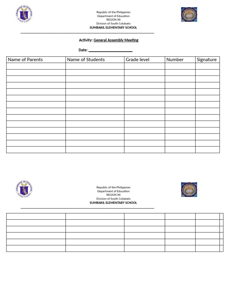 Attendance Chart for General Assembly | PDF