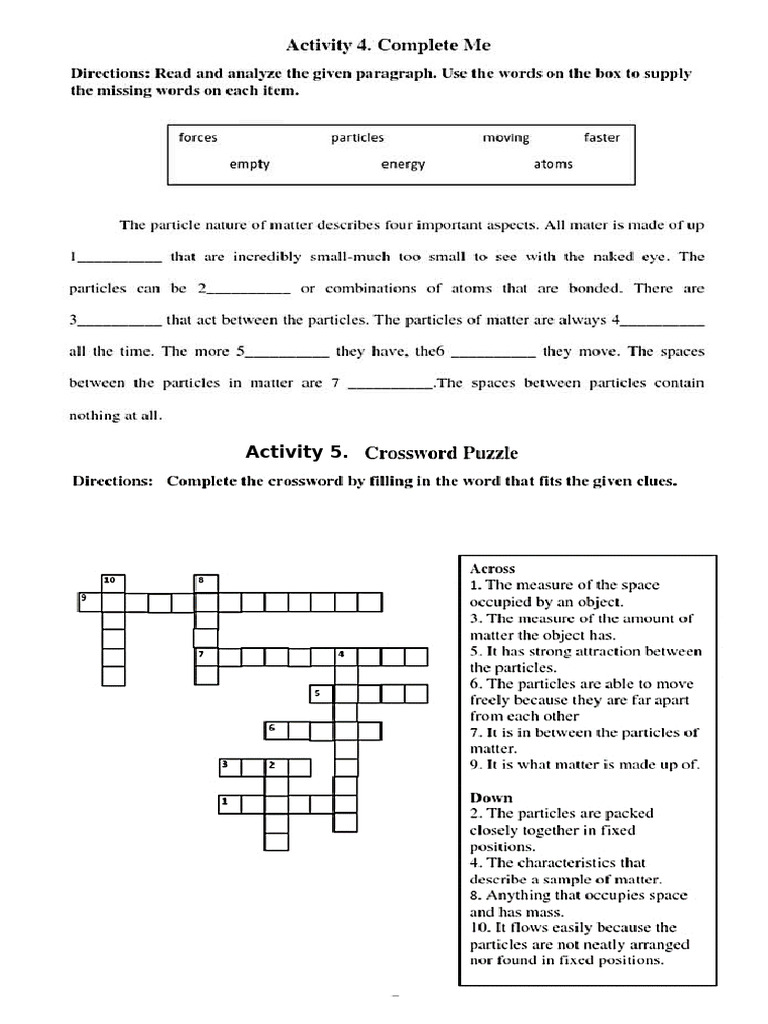 Particles Nature of Matter Quiz | PDF
