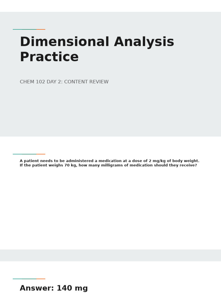 Dimensional Analysis Practice | PDF