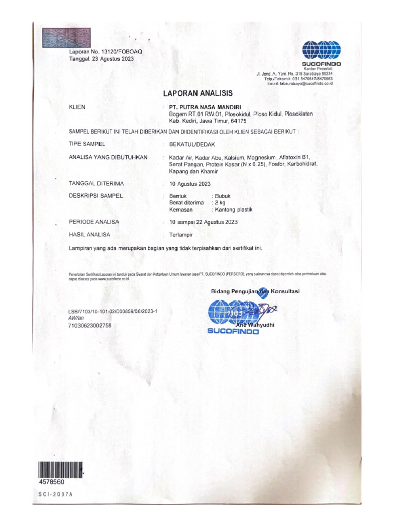 Hasil Lab Katul | PDF