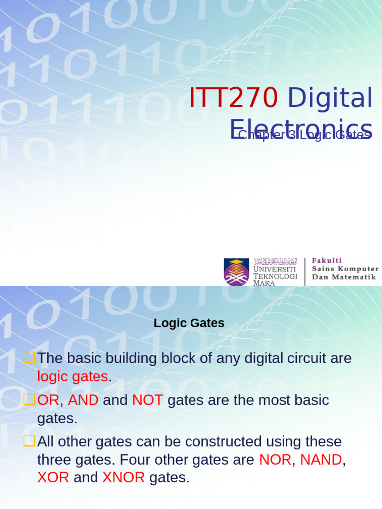 Chapter 3 - Logic Gates v2 | PDF | Logic Gate | Boolean Algebra