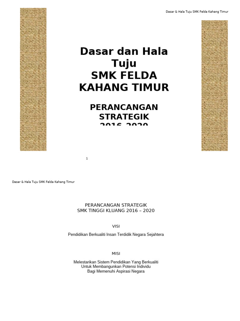 Perancangan Strategik Sek (Stk) | PDF