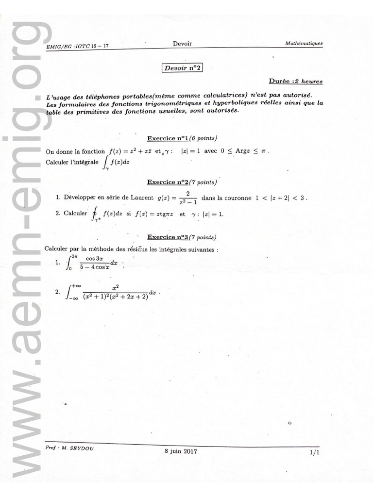 Dev2 Mathématiques IG TC 16-17 | PDF