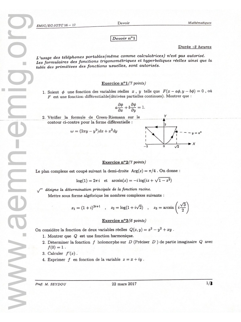 Dev1 Mathématiques IG TC 16-17 | PDF