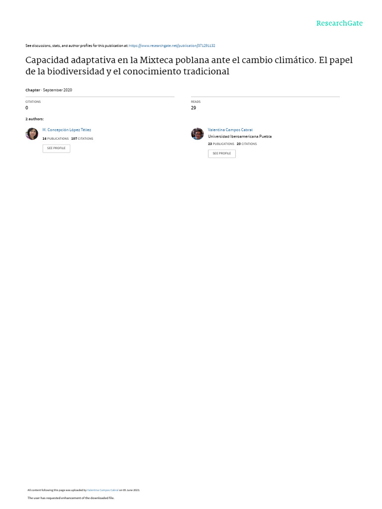 Capacidad Adaptativa en La Mixteca Poblana Ante El Cambio Climático. El Papel de La ...