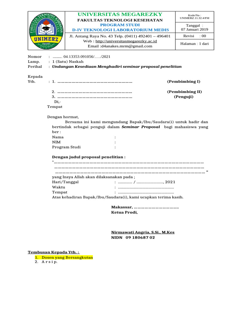 Undangan Seminar Proposal | PDF