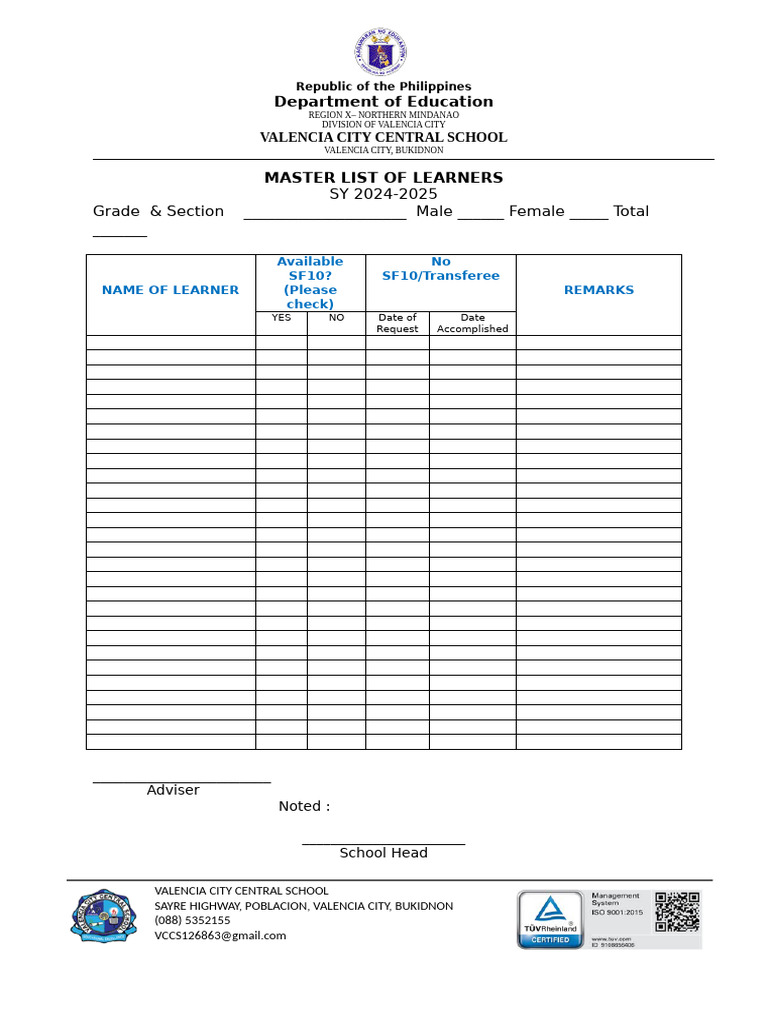 VCCS Format SF10 | PDF